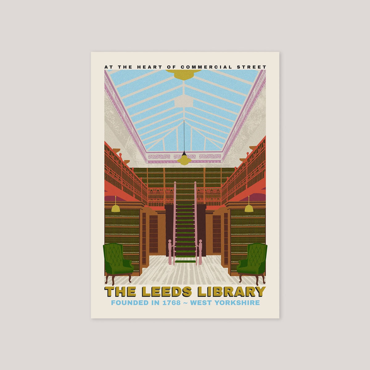 Leeds Library A5 Postcard | Ellie Way – Colours May Vary
